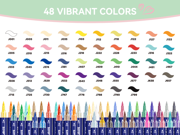 Arrtx Simptap Acrylic Markers 48 Colors Top Valve Action Paint Markers