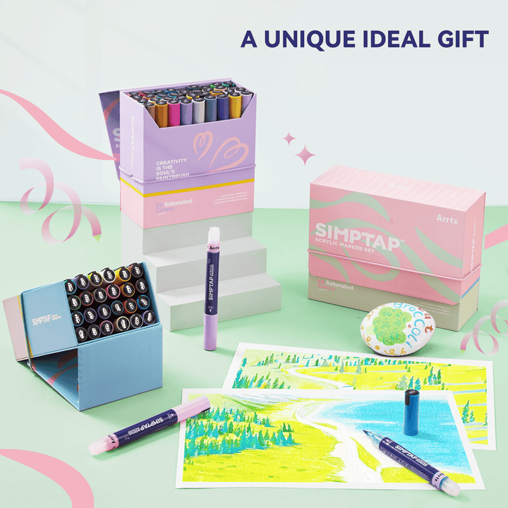 Arrtx Simptap Acrylic Markers 48 Colors Top Valve Action Paint Markers ...