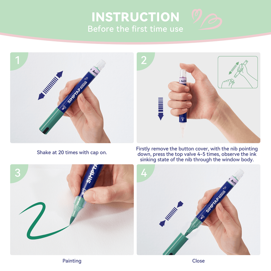 Arrtx Simptap Acrylic Markers 48 Colors Top Valve Action Paint Markers ...