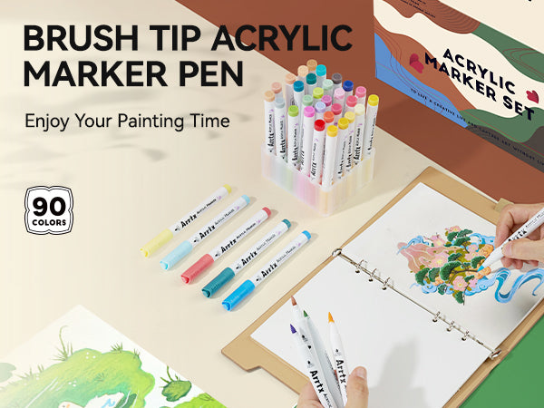Arrtx 90 Colors Acrylic Marker Paint Pens Brush Tip Series – ArrtxArt