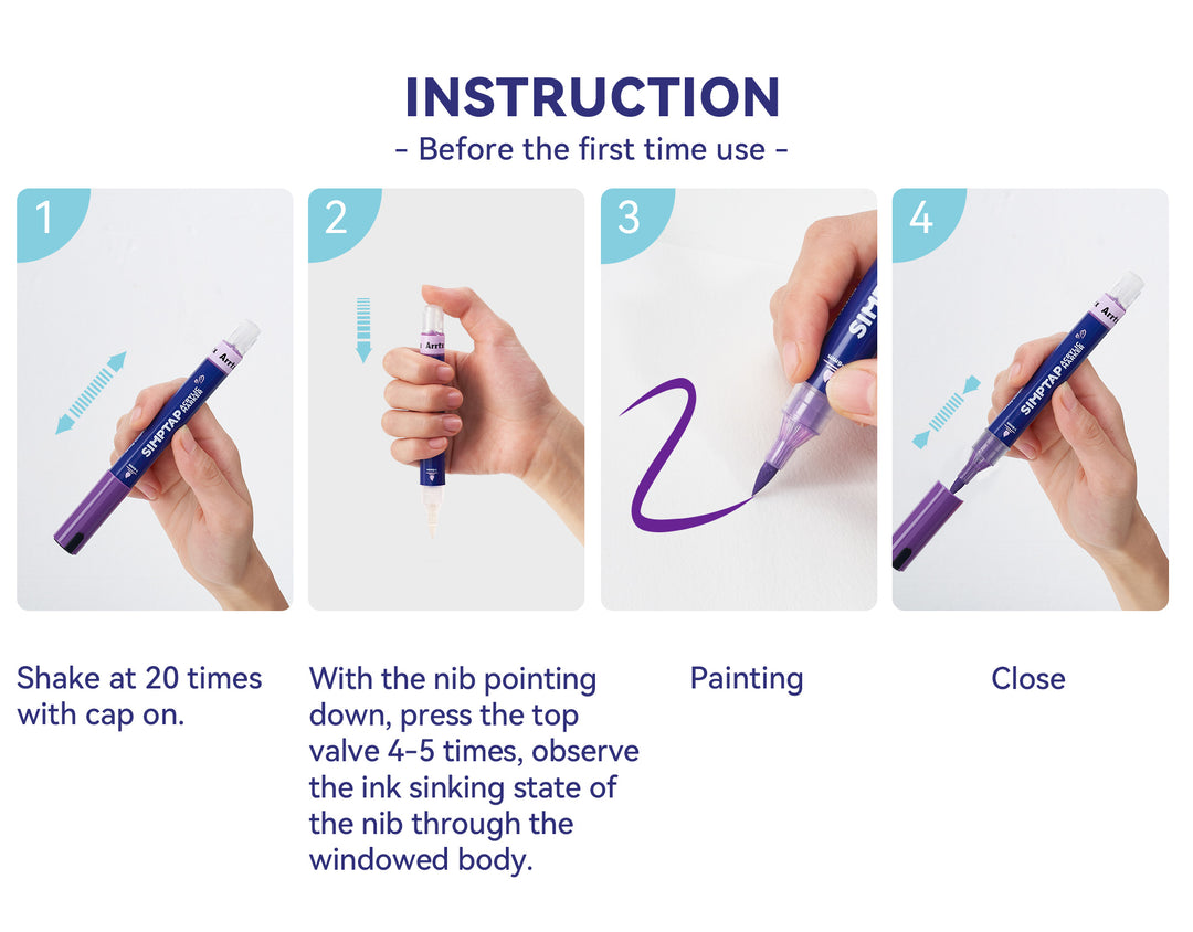 Arrtx Simptap Acrylic Markers 24 Colors Top Valve Action Paint Markers ...