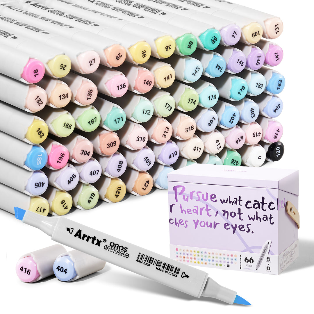Arrtx OROS Pastel Color 66 Colors Alcohol Markers – ArrtxArt
