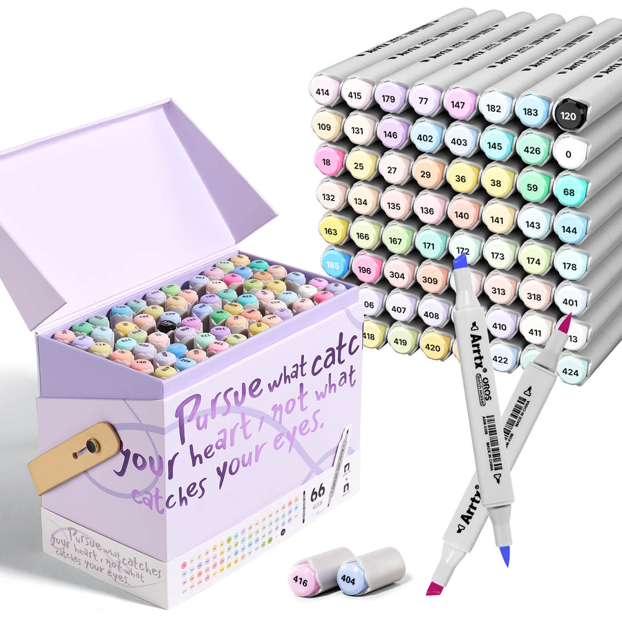 Arrtx OROS 66 Alcohol Markers Pastel Colors Paint Markers Dual Tip ...