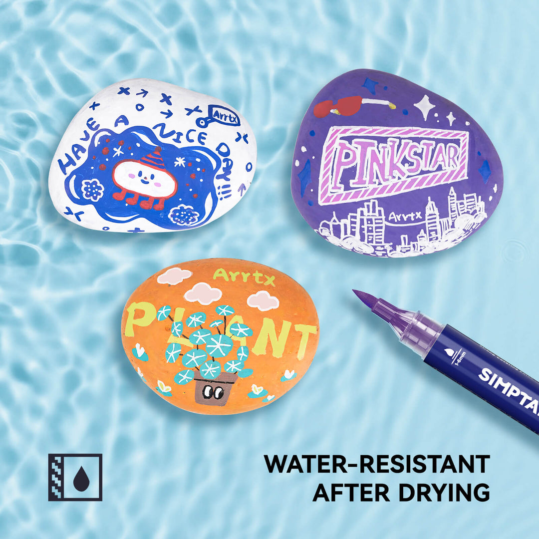 Arrtx Simptap Acrylic Markers 24 Colors Top Valve Action Paint Markers ...