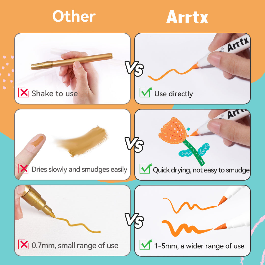 Arrtx 36 Colors Acrylic Paint Marker Brush Tip Paint Pens – ArrtxArt