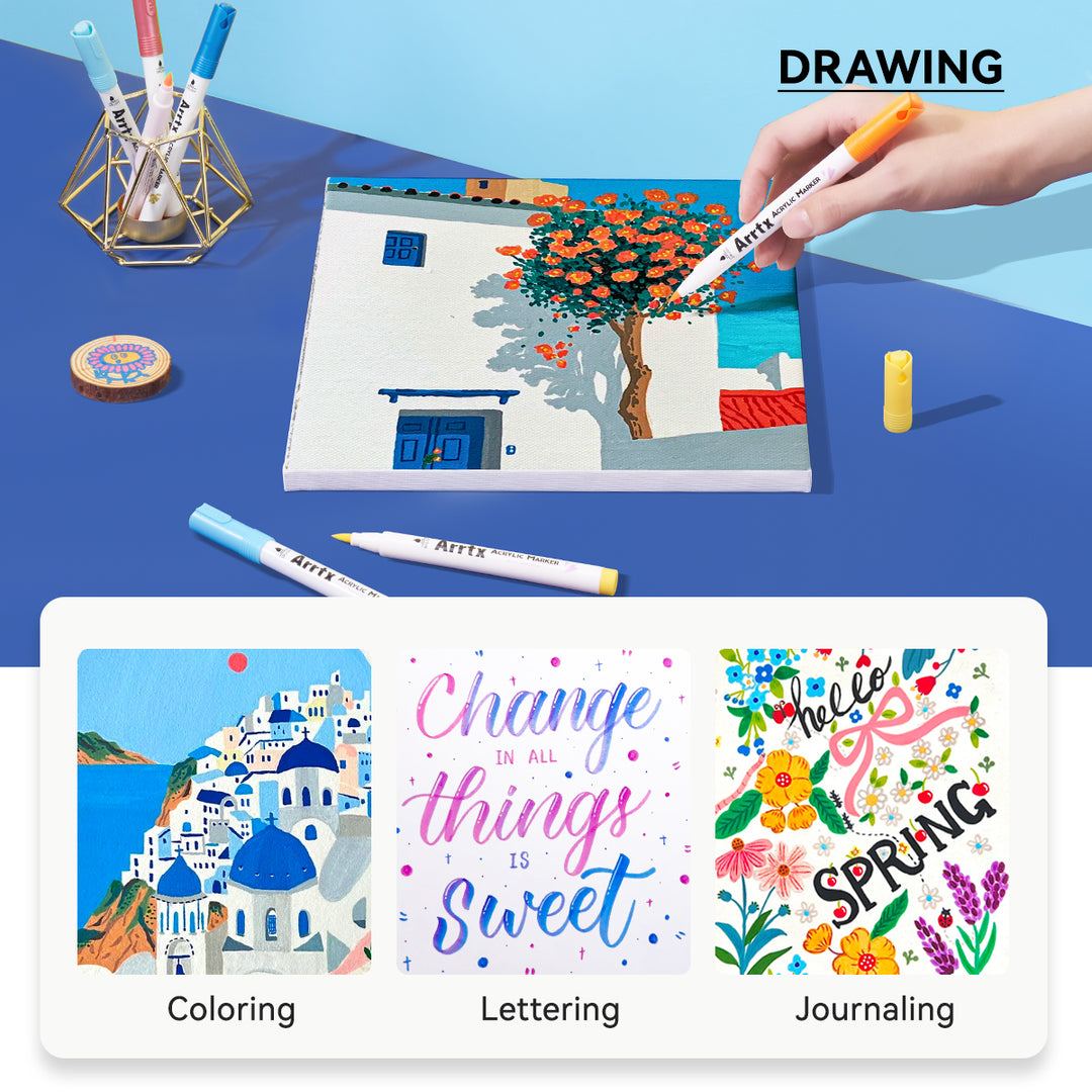 Arrtx Paint Pens 60 Regular Colors Acrylic Marker Brush Tip Art Suppli ...