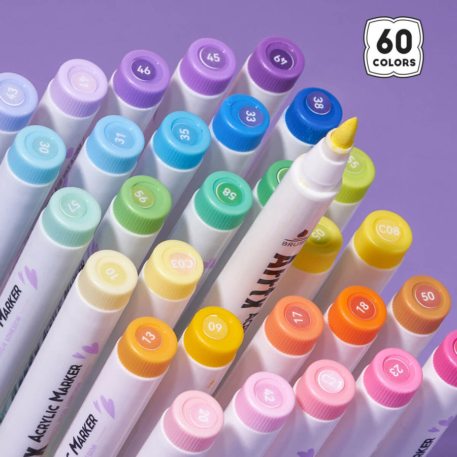 Arrtx 60B Acrylic Paint Markers Anime Colors Brush Tip Art Supplies ...