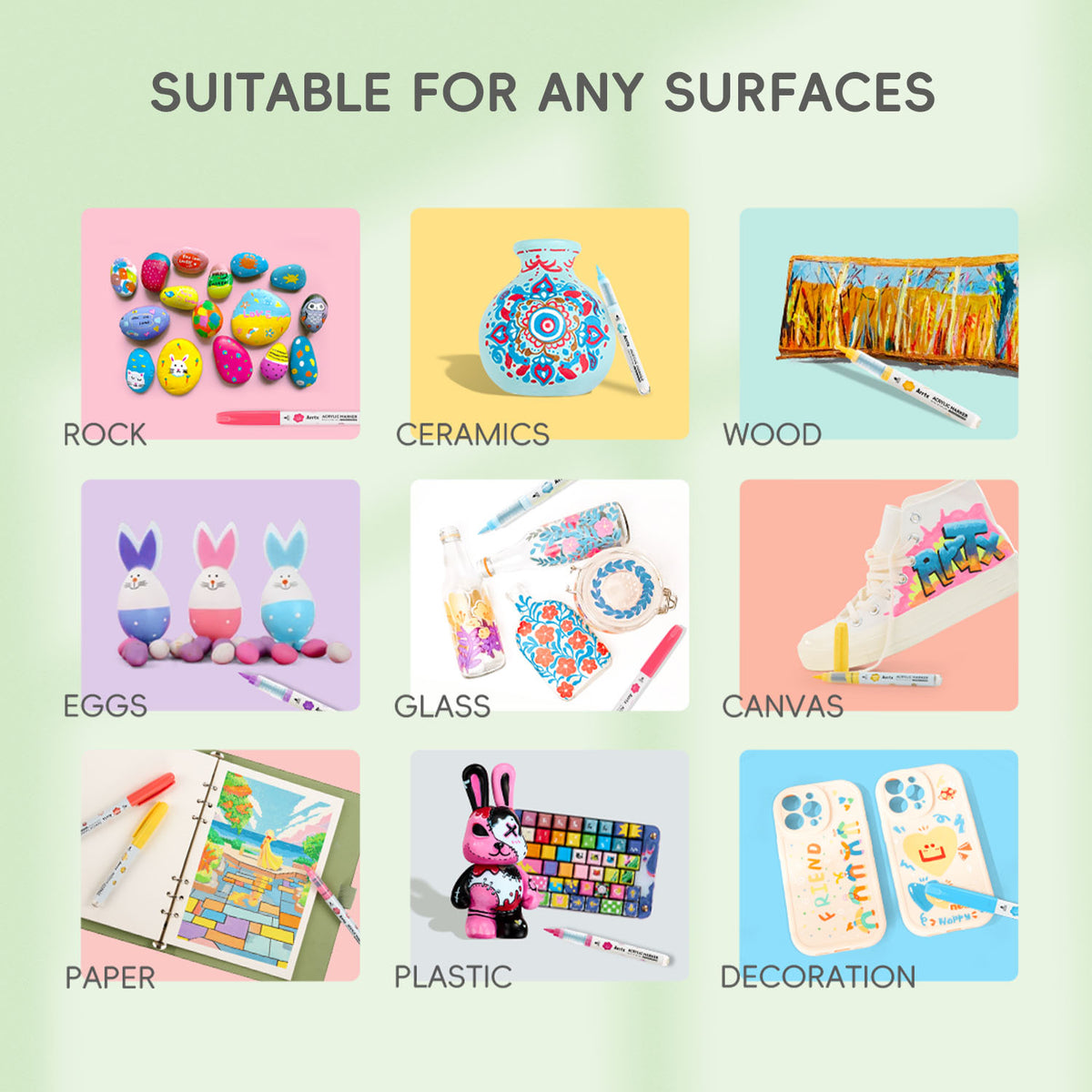 Arrtx 36 Colors Acrylic Paint Markers Brush Tip Liquid Ink – ArrtxArt