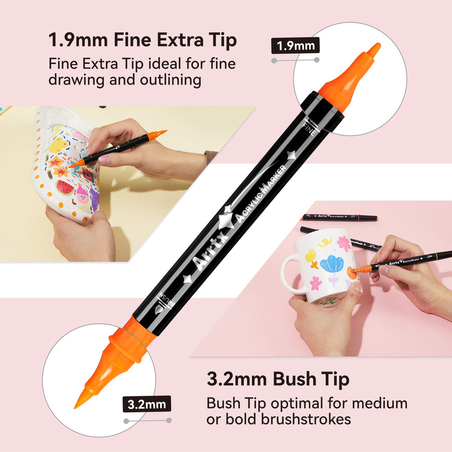 Arrtx 64 Colors Acrylic Paint Markers Dual Tip Paint Pen Set – ArrtxArt