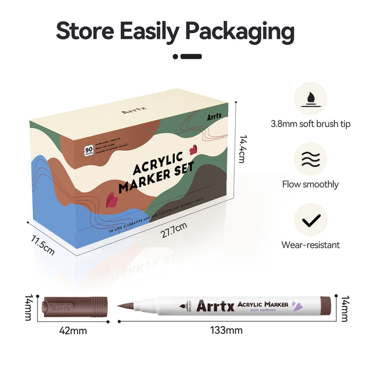 Arrtx 90A Colors Acrylic Marker Pens Paint Brushes – ArrtxArt