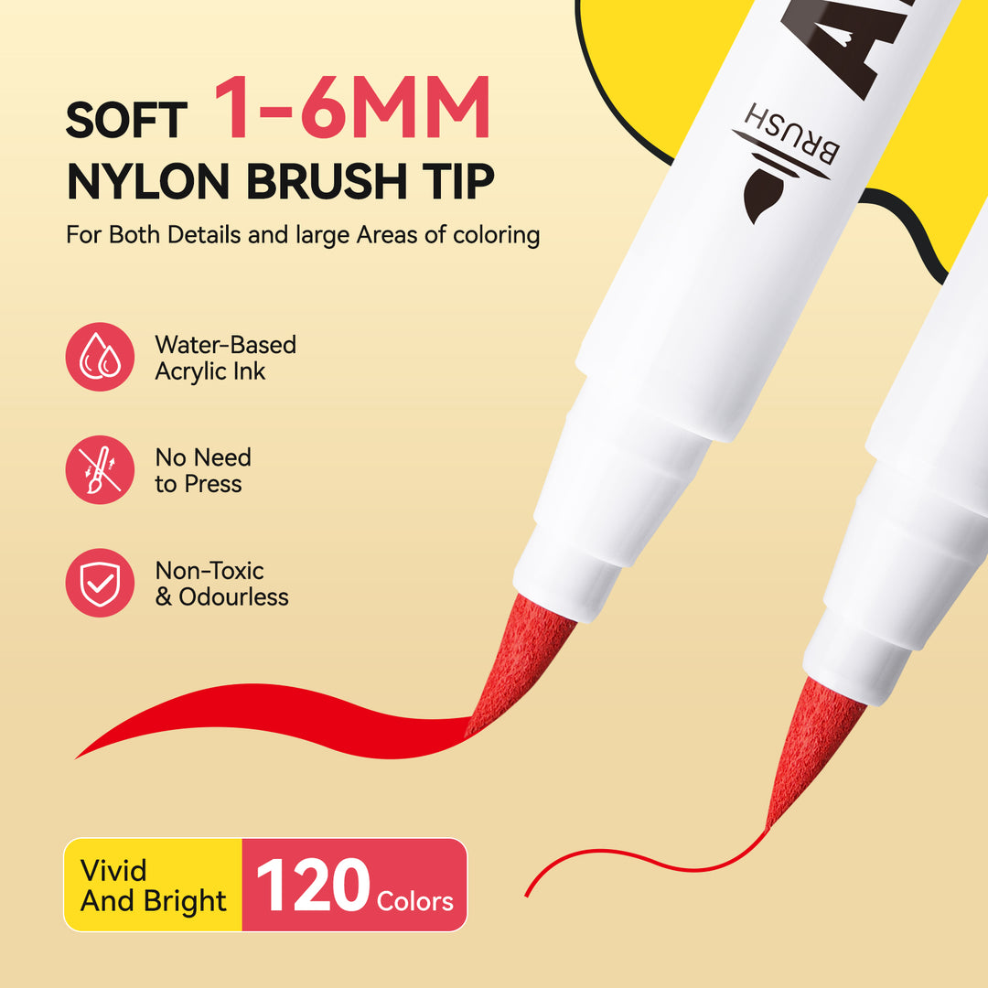 Arrtx 120A Anime Colors Acrylic Markers Brush Tip Paint Markers – ArrtxArt