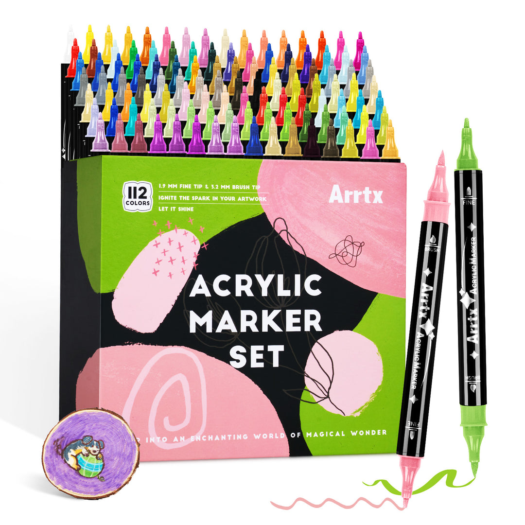 Arrtx 112 Colors Acrylic Paint Markers Dual Tip Paint Pens Art Set ...