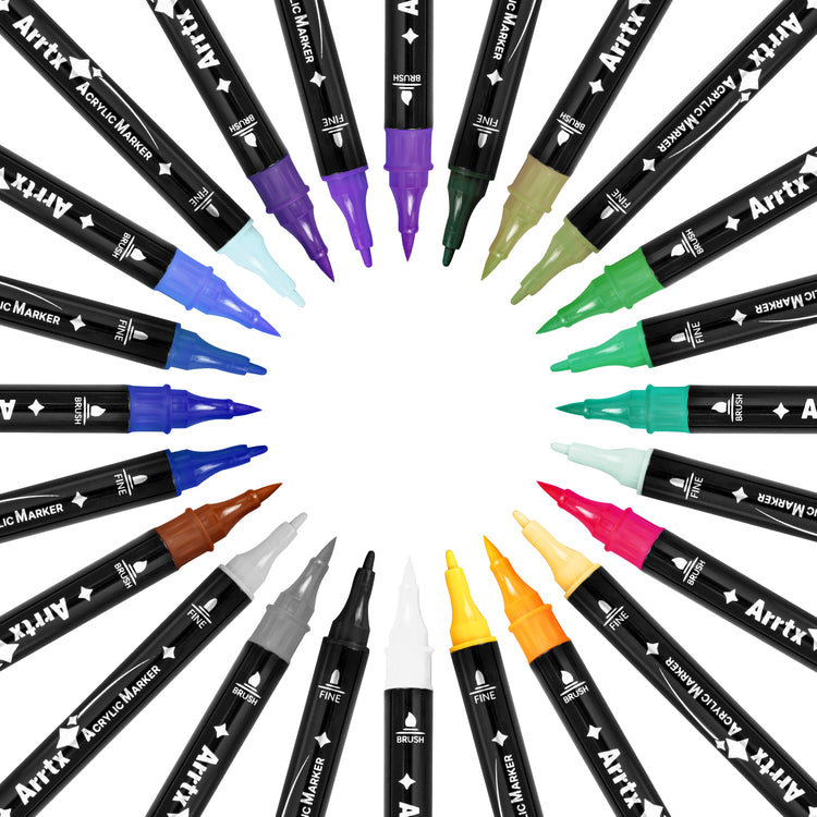 Arrtx 24 Colors Acrylic Marker Dual Tip Paint Pens – ArrtxArt