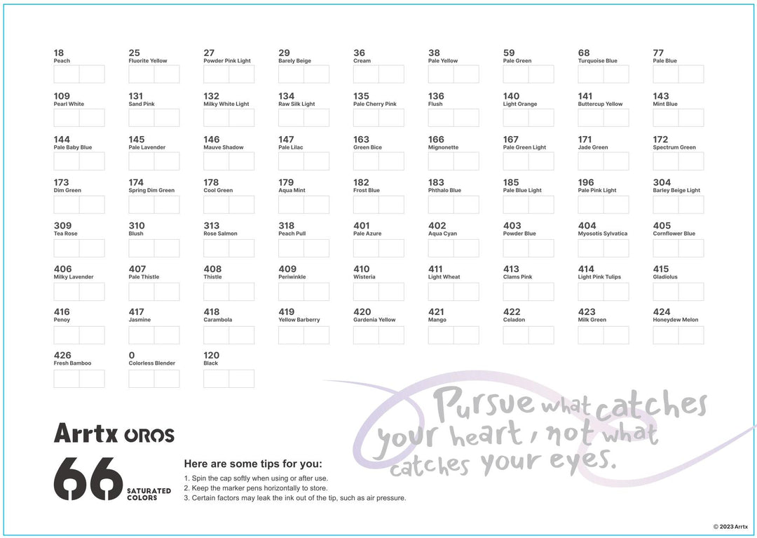 Arrtx Color Charts – ArrtxArt