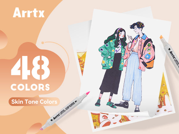 Arrtx OROS 48 Skin Tone Colors Alcohol Markers Paint Pen Set – ArrtxArt
