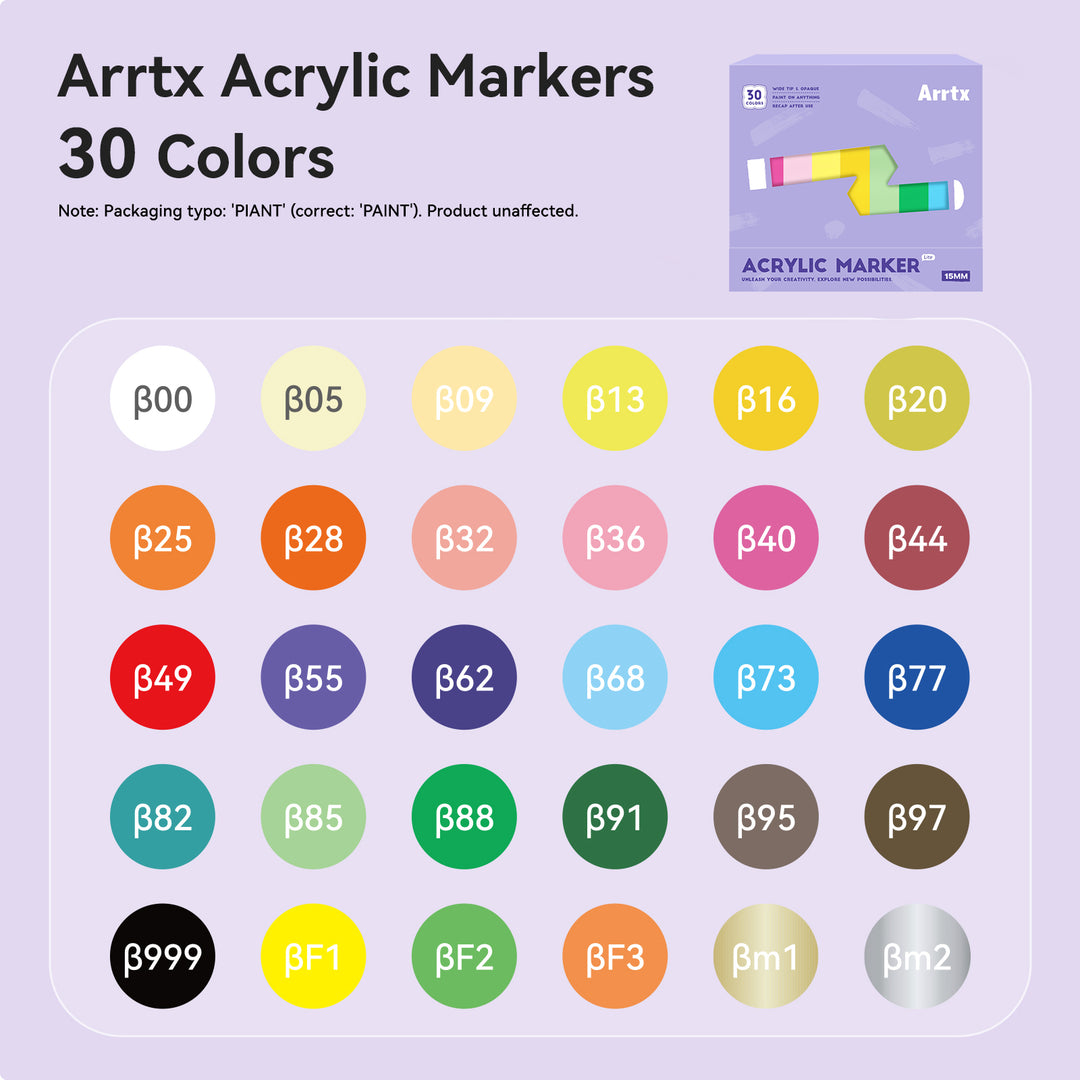 Arrtx 30 Colors Acrylic Markers Jumbo 15mm Tip Paint Markers – ArrtxArt