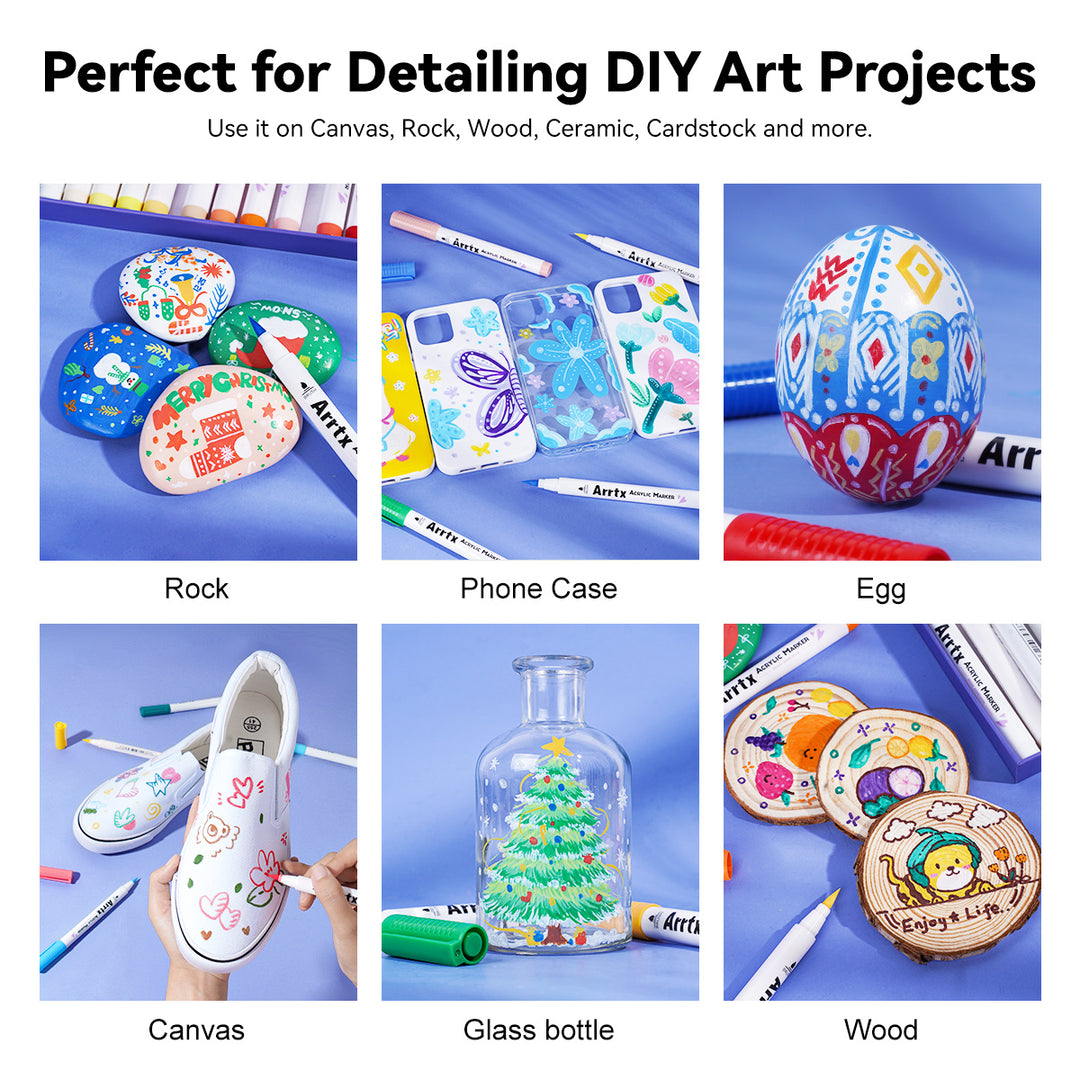 Arrtx 30 Colors Acrylic Paint Pens 30B Acrylic Markers – ArrtxArt